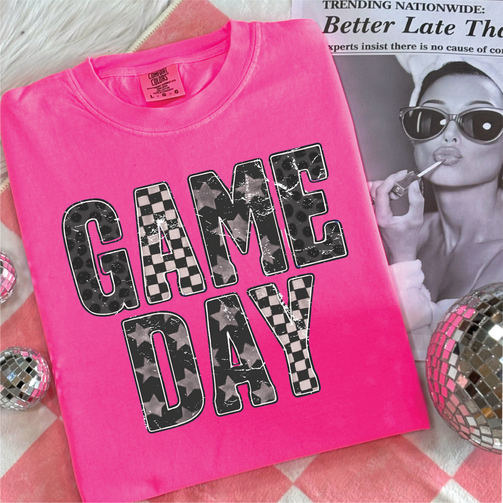 Game Day Pattern Letters Graphic Tee – This & That Boutique